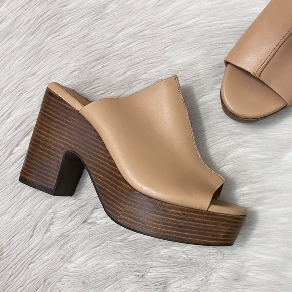 Seychelles | Shoes | Seychelles Cream Tan Leather Peep Toe Wood ...